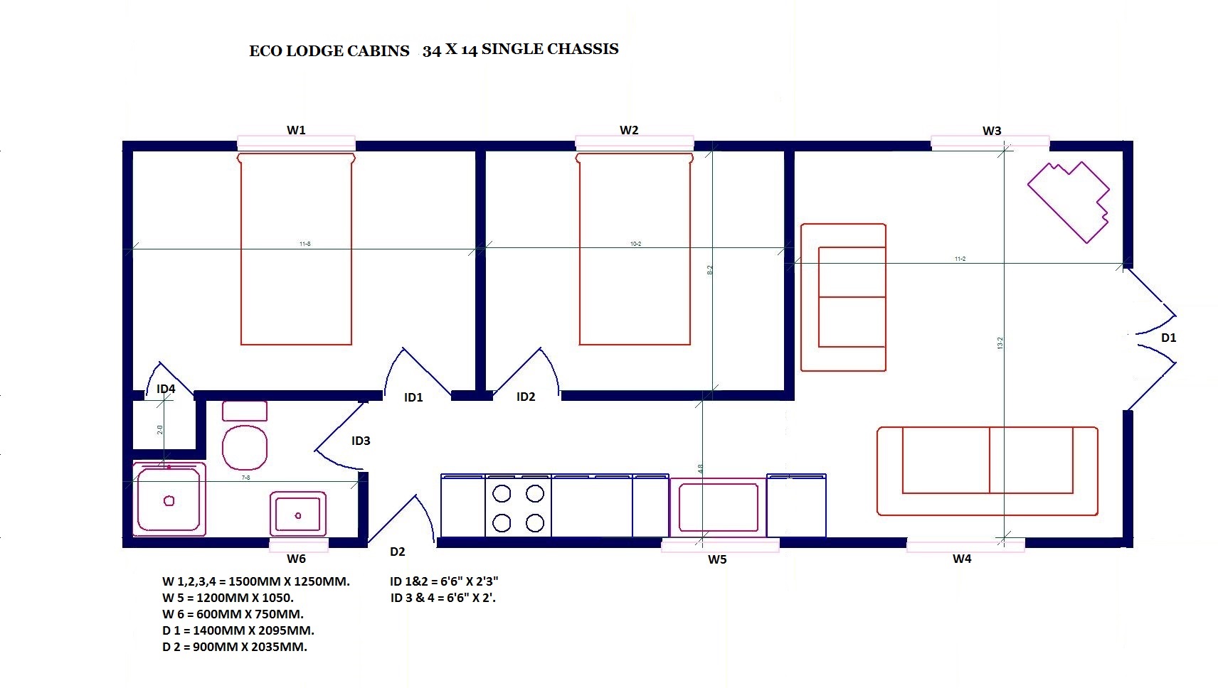 Two bedroomed Lodges bespoke